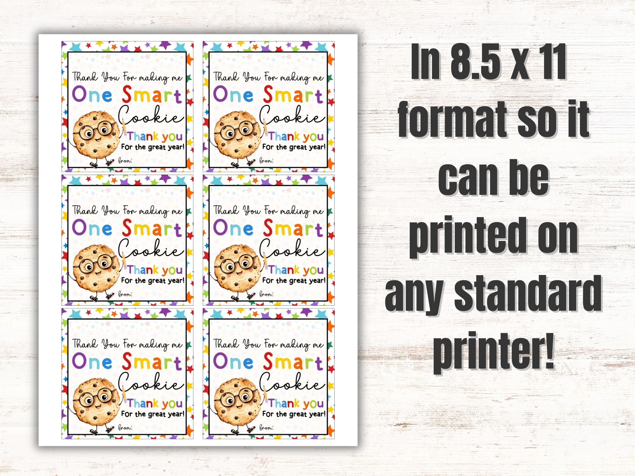 One Smart Cookie Tag Summer Teacher Appreciation Cookie Gift Tag ...