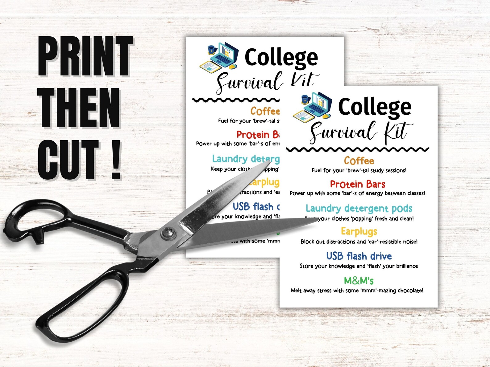 College Survival Kit Gift Tags Printable College Survival Kit ...