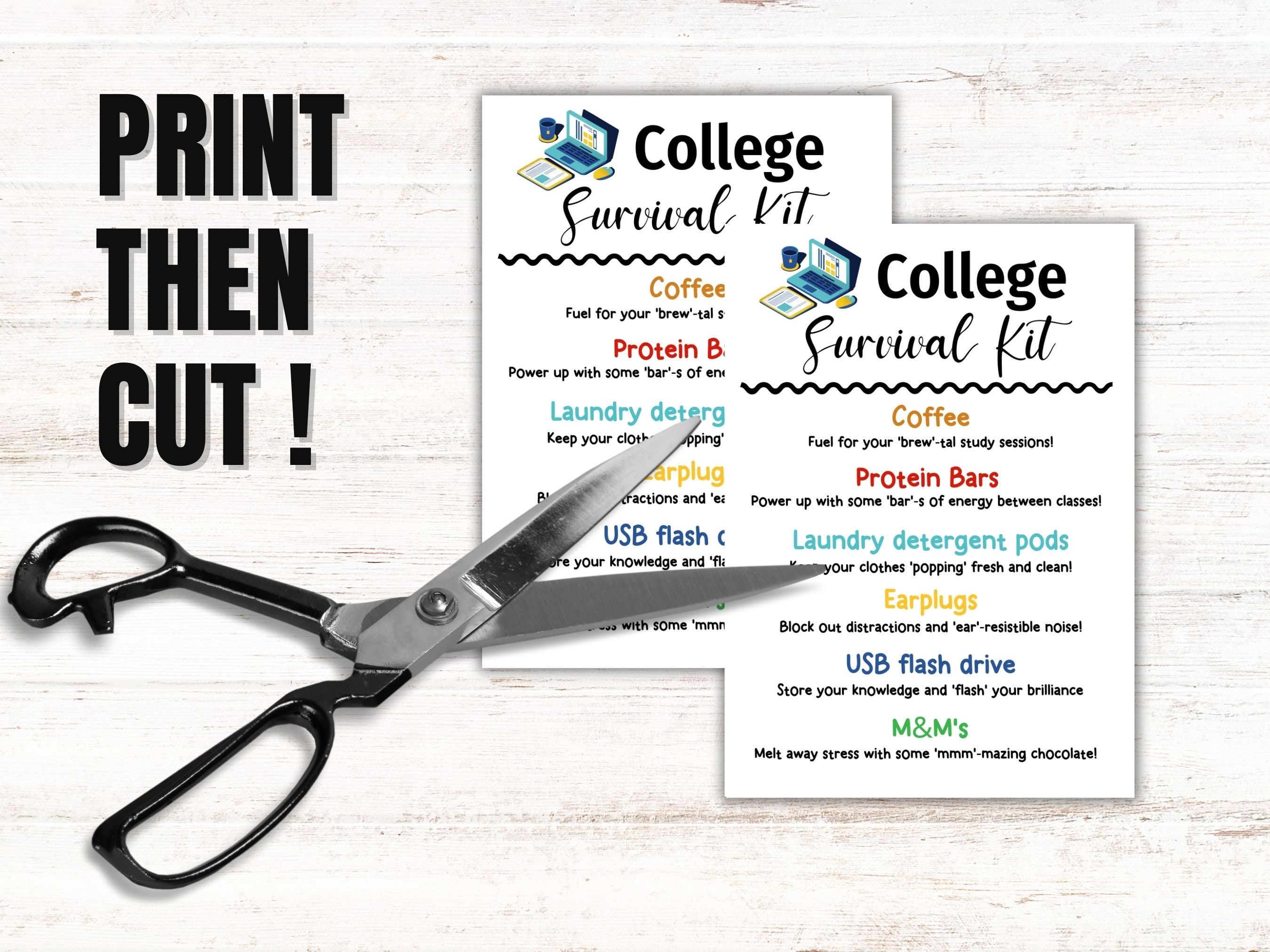 College Survival Kit Gift Tags Printable College Survival Kit ...