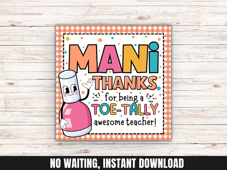 Mani Thanks Teacher Spa Appreciation Teacher Appreciation Gift Tag ...