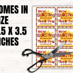 Bursting With Appreciation Candy Gift Tags Staff Candy Appreciation ...