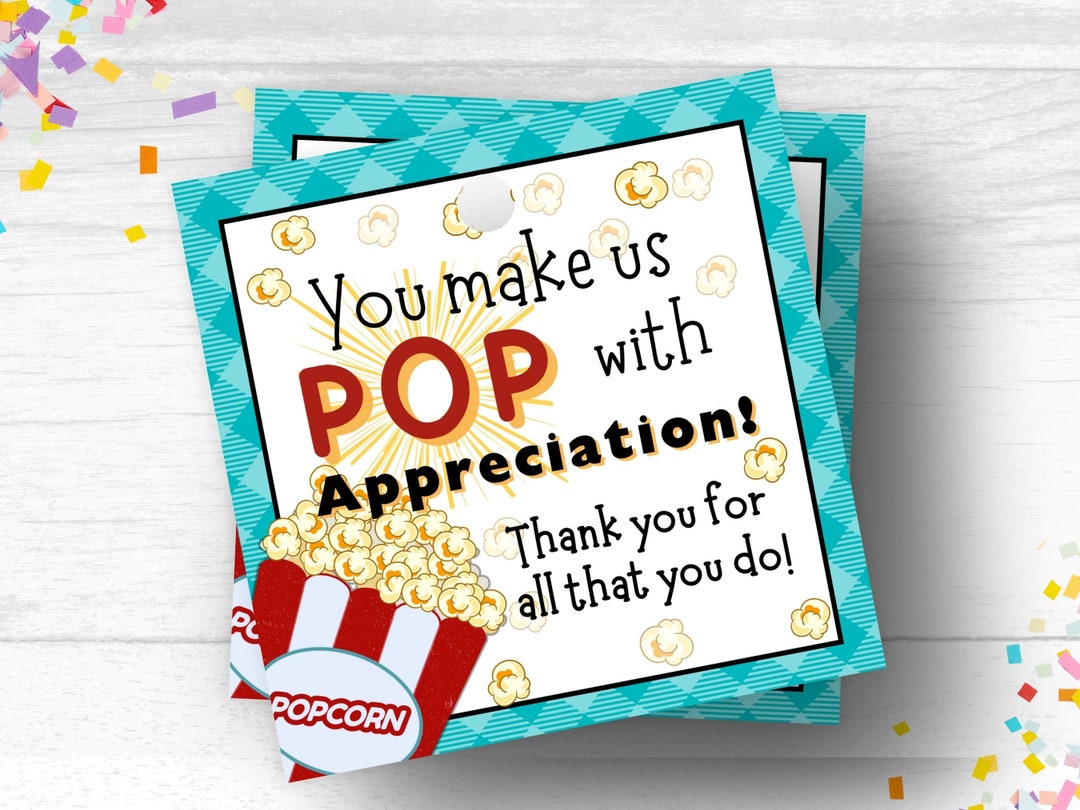 Popcorn Tag Teacher Appreciation Popcorn Employee Appreciation Snack ...