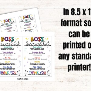 Boss Survival Kit Gift Tag Printable Survival Kit DIY Boss Gift ...