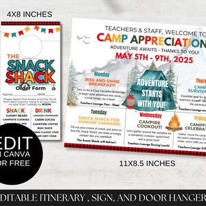 Camping Teacher Appreciation Week Bundle Theme Ideas Editable Teacher ...