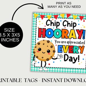 Chip Chip Hooray Cookie Gift Tag Printable – Teacher Appreciation Tag ...