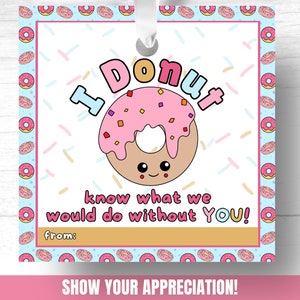 Donut Appreciation Gift Tag Staff Appreciation Donuts Gift Tag Teacher ...