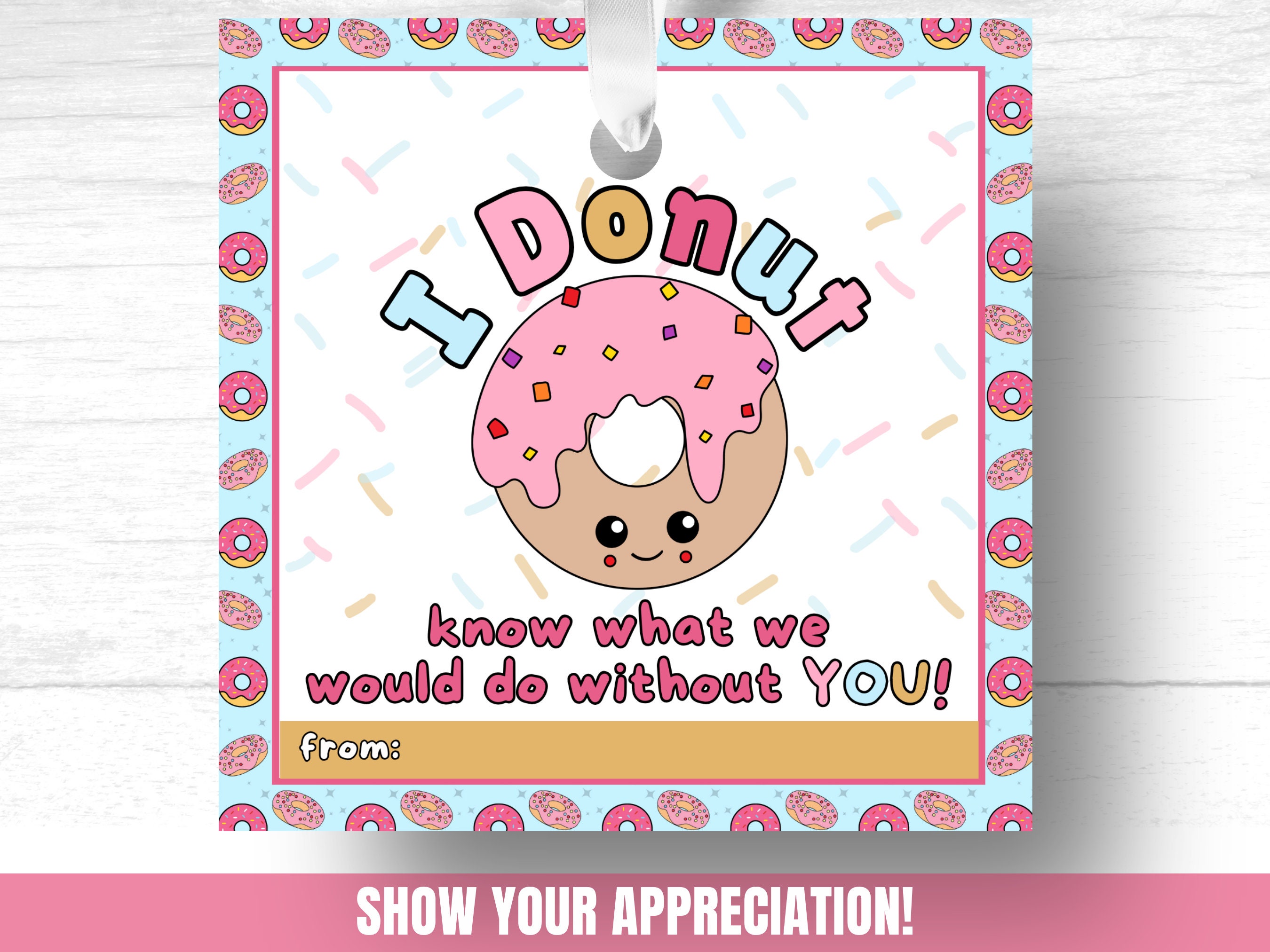 Donut Appreciation Gift Tag Staff Appreciation Donuts Gift Tag Teacher ...