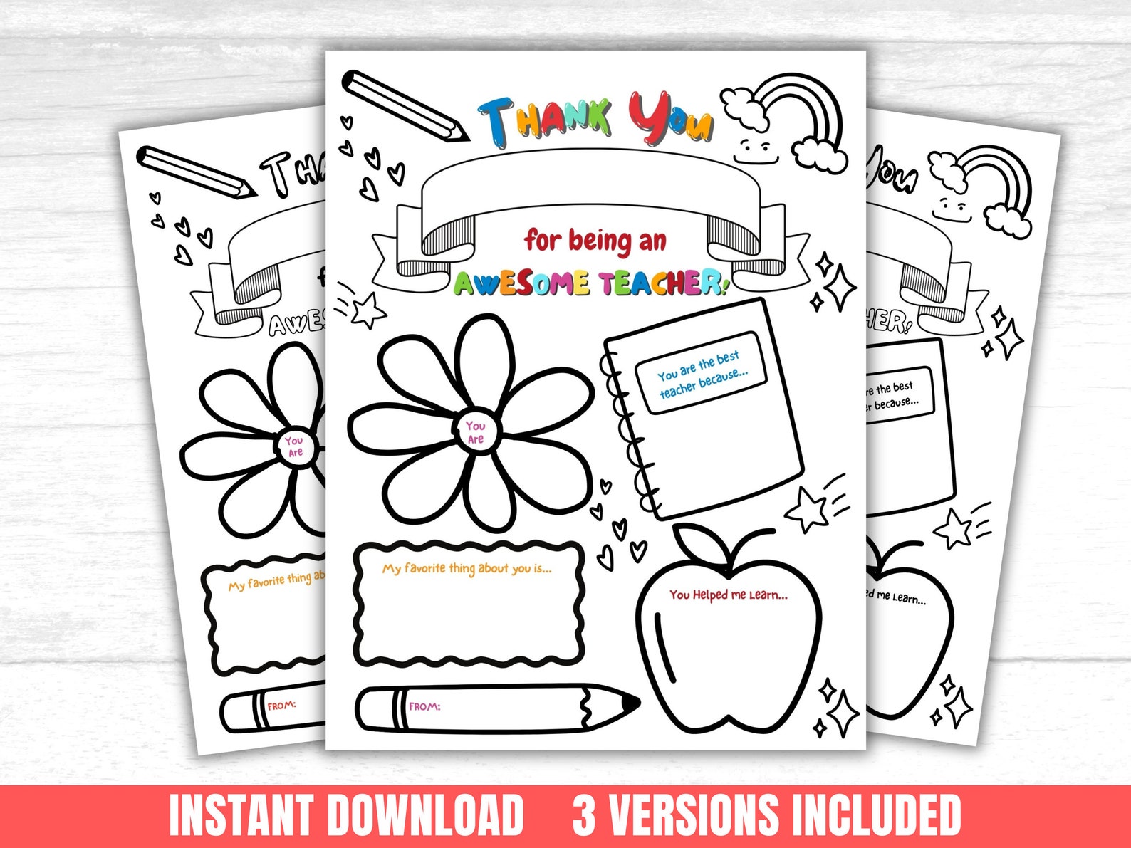 Teacher Appreciation Week Printable Teacher Appreciation Gift Thank You ...