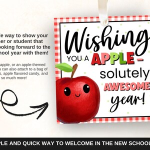 Apple Back to School Teacher Appreciation Tag Printable Student Back to ...