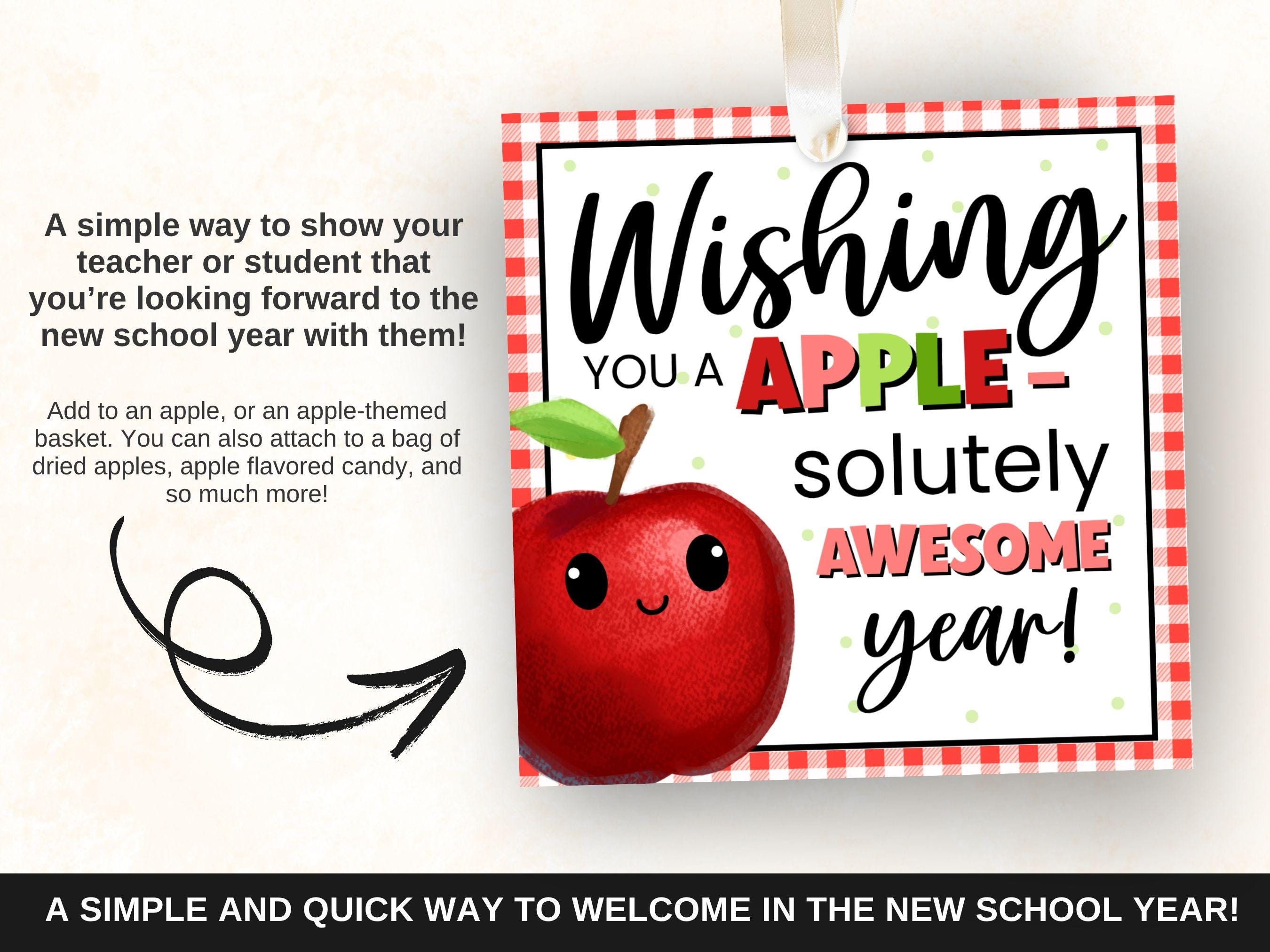 Apple Back to School Teacher Appreciation Tag Printable Student Back to ...