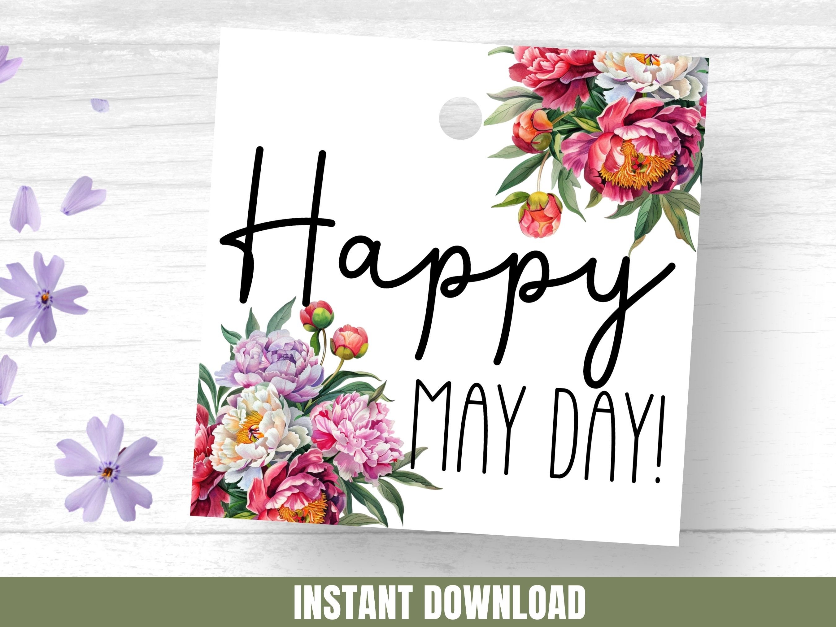 May Day Gift Tags Printable May Day Flower Tags Happy May Day Favor ...