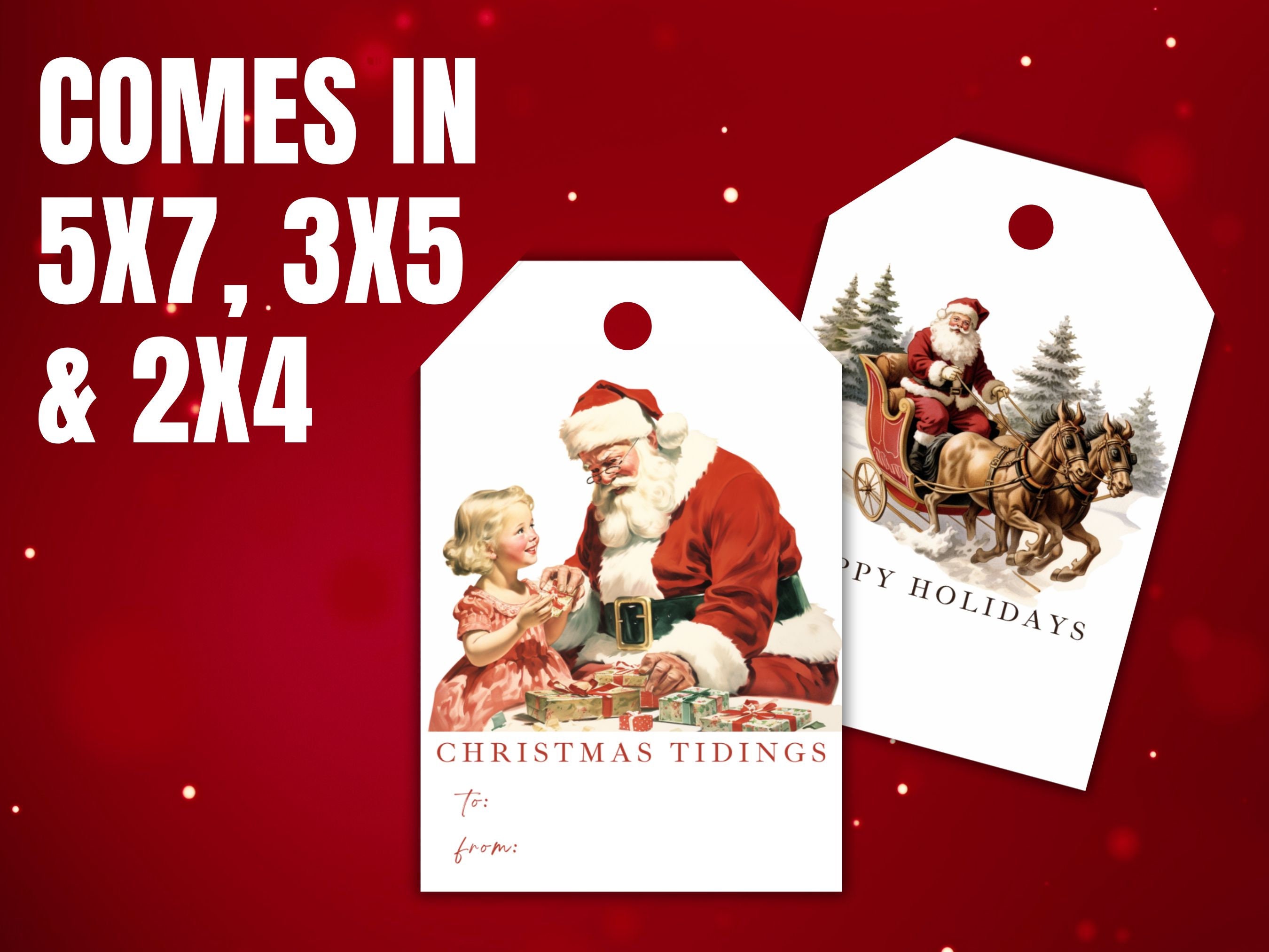 Santa Christmas Gift Tags Printable Santa Christmas Vintage - Etsy