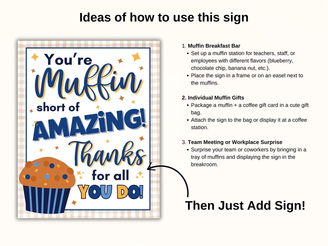 Muffin Appreciation Sign Printable Breakfast Bar Sign Muffin Teacher ...