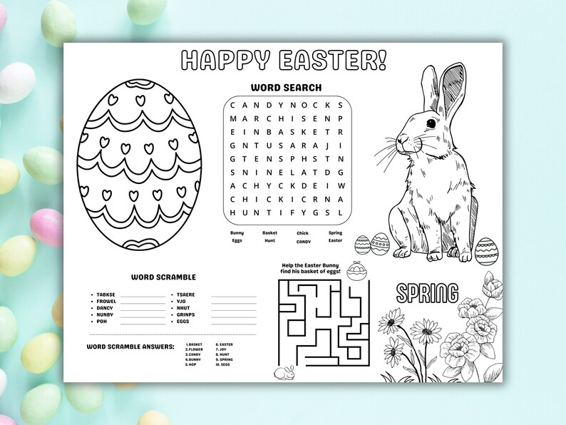 Easter Placemat Printables, Easter Printables Church, Easter Coloring ...