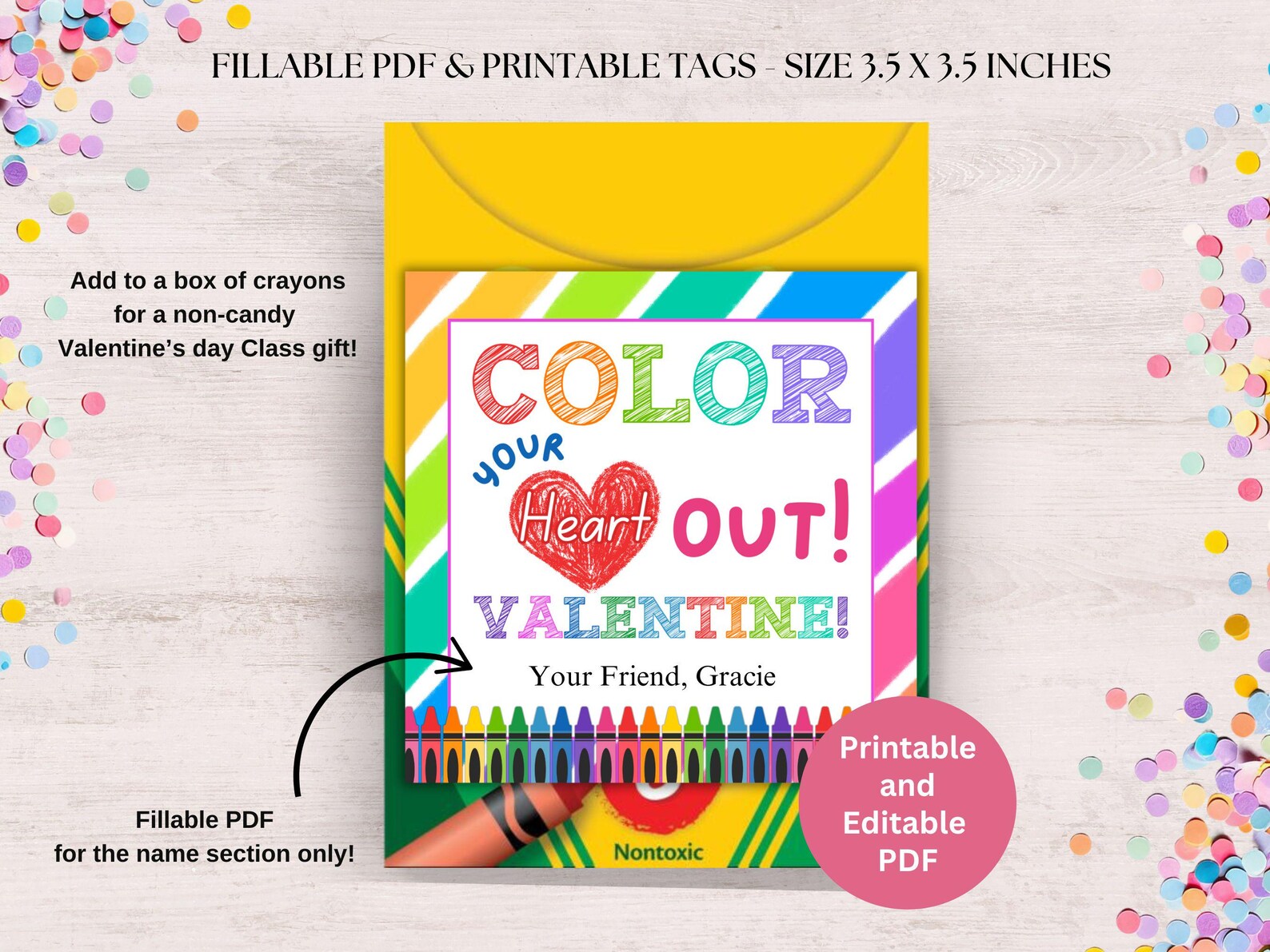 Crayon Valentine Printable Classroom Valentine's Day Cards, Classroom ...