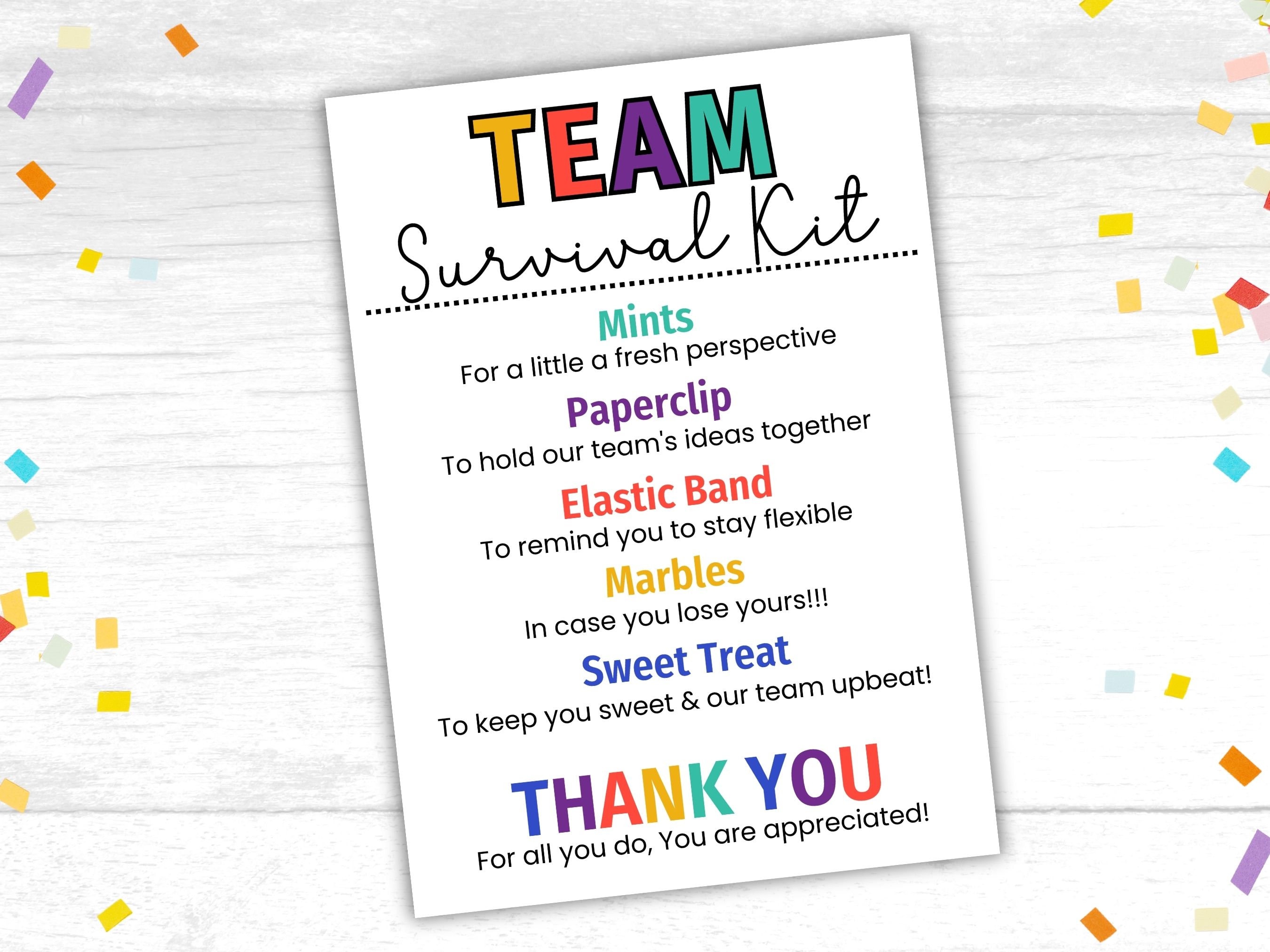 Team Survival Kit Tags Employee Welcome Gift Survival Kit Staff ...