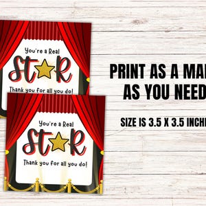 Movie Gift Tag For- Teacher Appreciation Movie Star Themed Tags ...