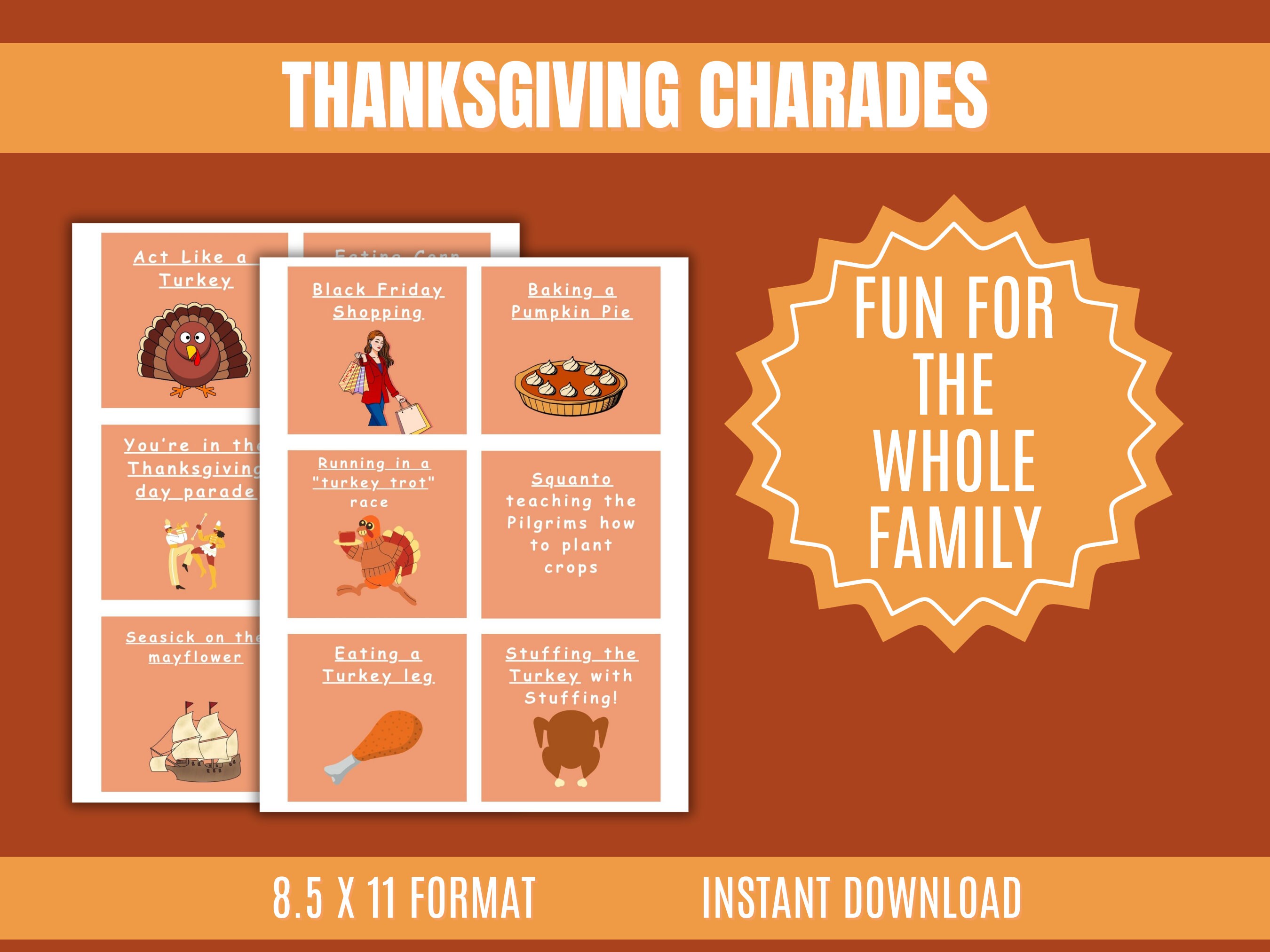 Thanksgiving Family Game Charades, Thanksgiving Family Fun ...