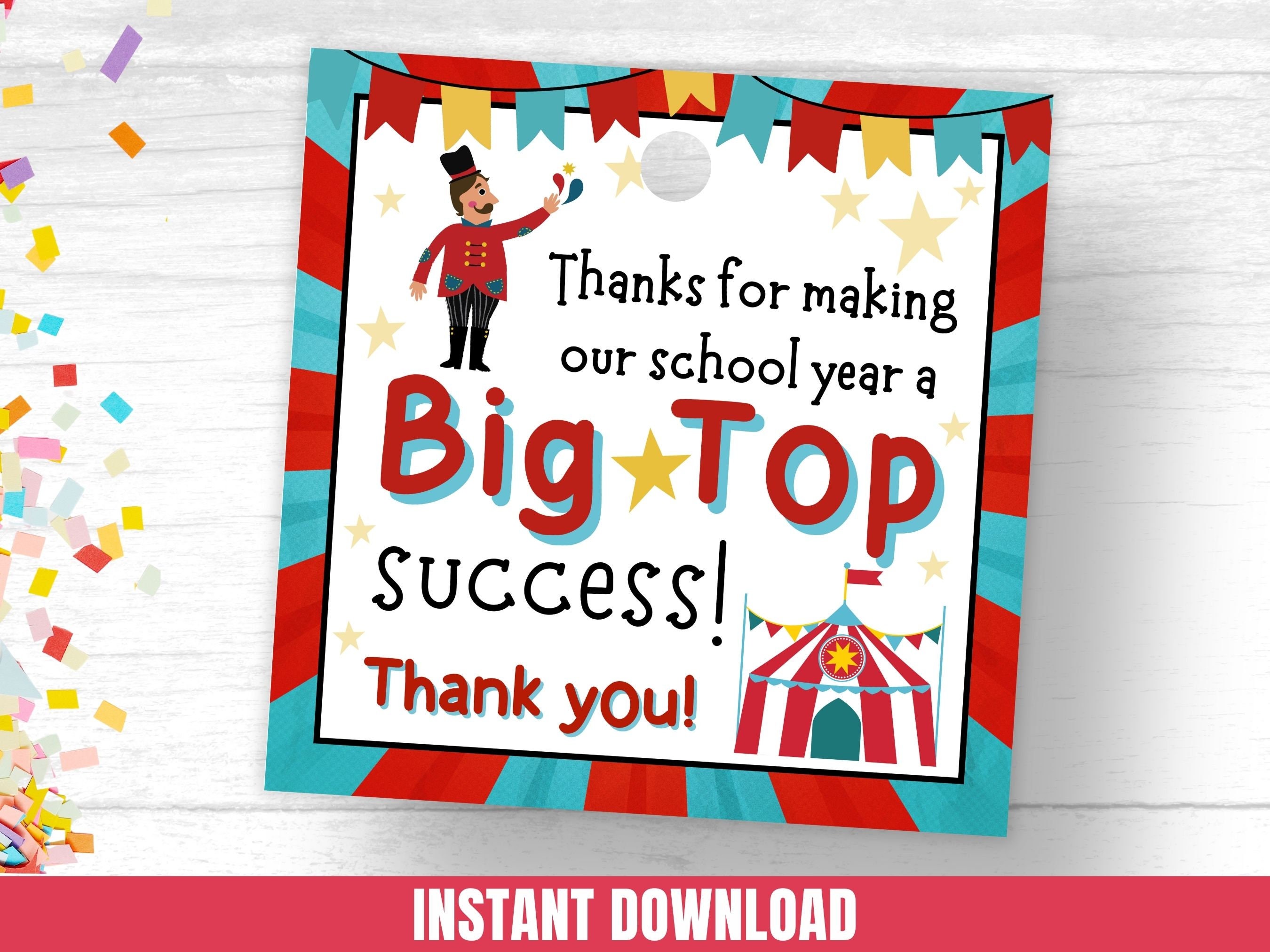 End of School Year Circus Appreciation Gift Tags Teacher Appreciation ...