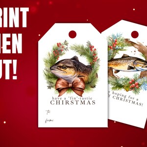 Christmas Gift Tags for Fisherman, Fish Christmas Gift Tags, Fishmas ...