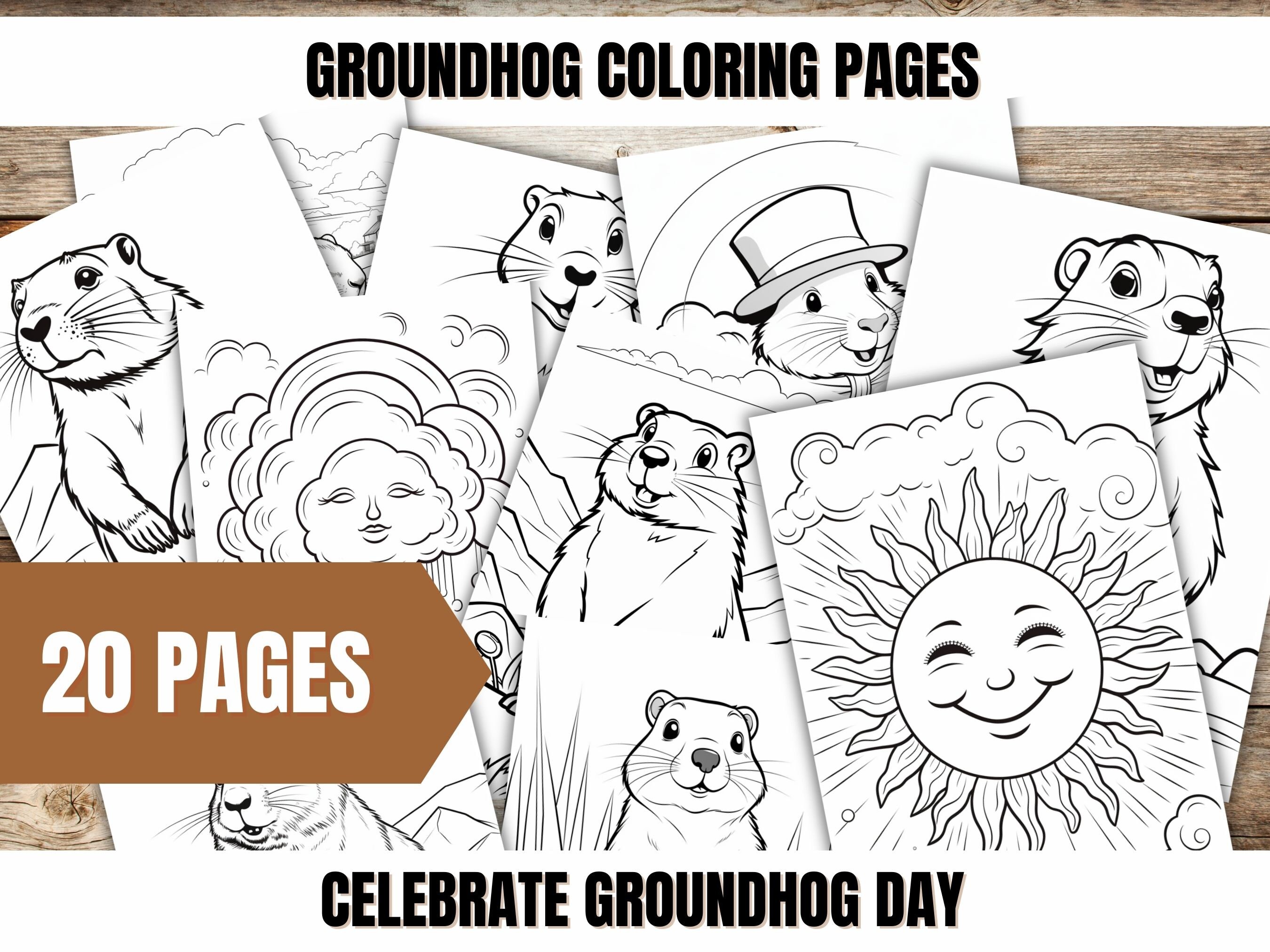 Printable Groundhog Day Coloring Pages, Kids Groundhog Coloring Sheets ...