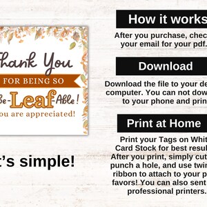 Employee Appreciation Fall Printable Thank You Tag Staff Recognition ...