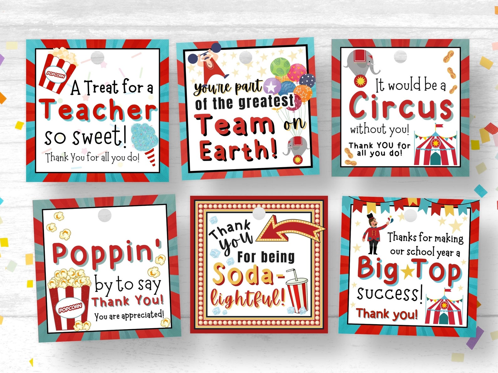 Circus Appreciation Tag Bundle Circus Themed Teacher Appreciation Week ...