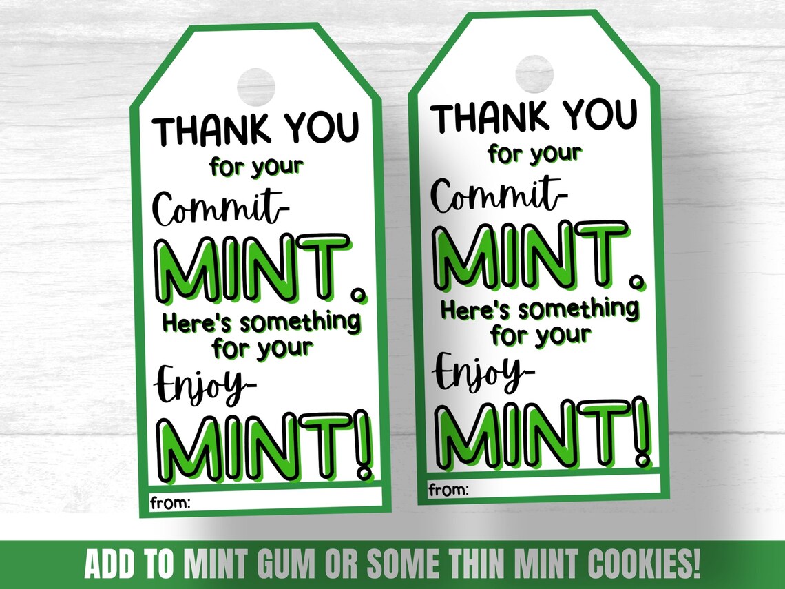 Mint Tags Staff Appreciation Teacher Appreciation Gift Tags Chewing Gum ...
