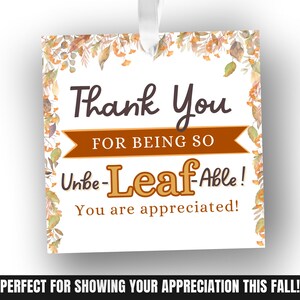 Employee Appreciation Fall Printable Thank You Tag Staff Recognition ...