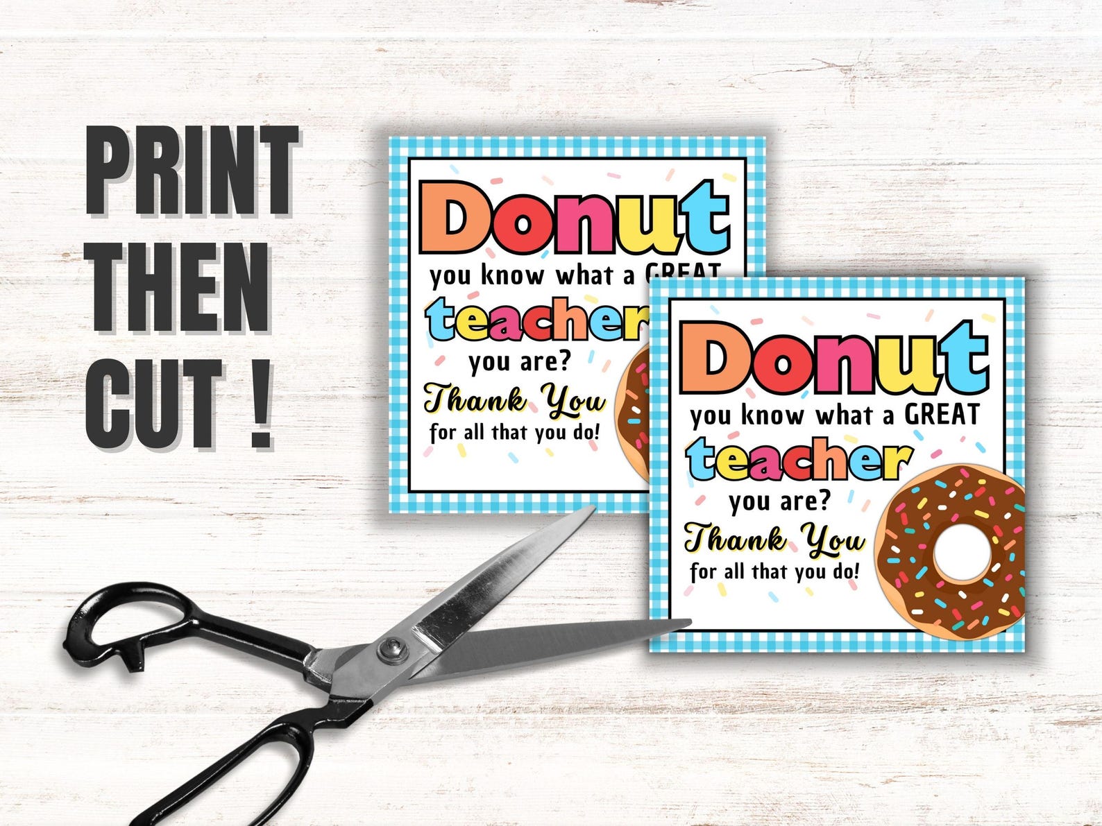 Teacher Donut Appreciation Gift Tag Donut Teacher Tags Thank You ...