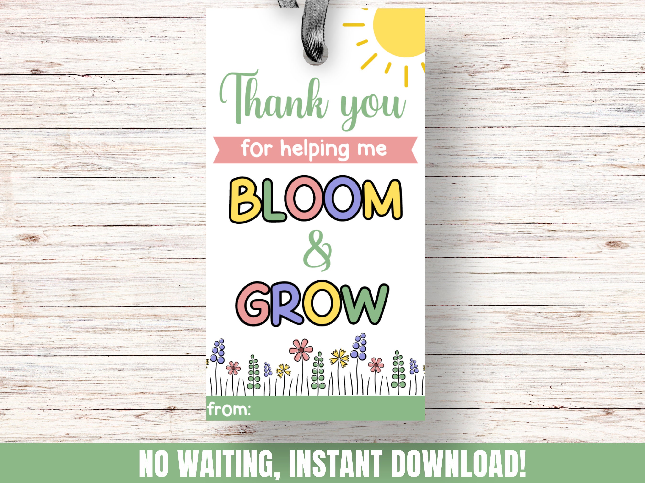 Teacher Appreciation Tag Printable Flowers Tag Plant Gift Tag Teacher ...