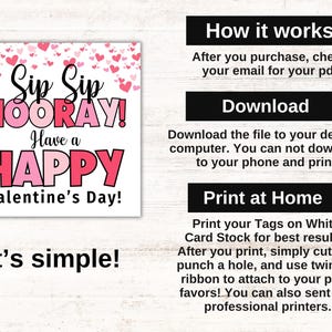 Valentine Sip Sip Hooray Valentines Cup Tag Teacher Appreciation ...