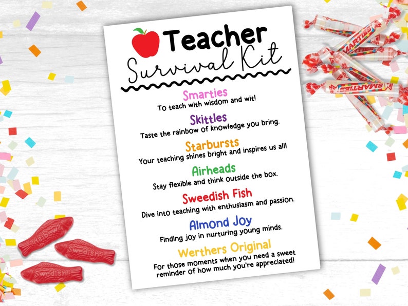 Teacher Survival Kit Gift Tags Printable Teacher Survival Kit Gift ...