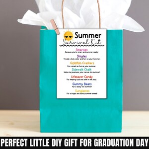 Student Gift From Teacher Summer Survival Kit Printable End of School ...