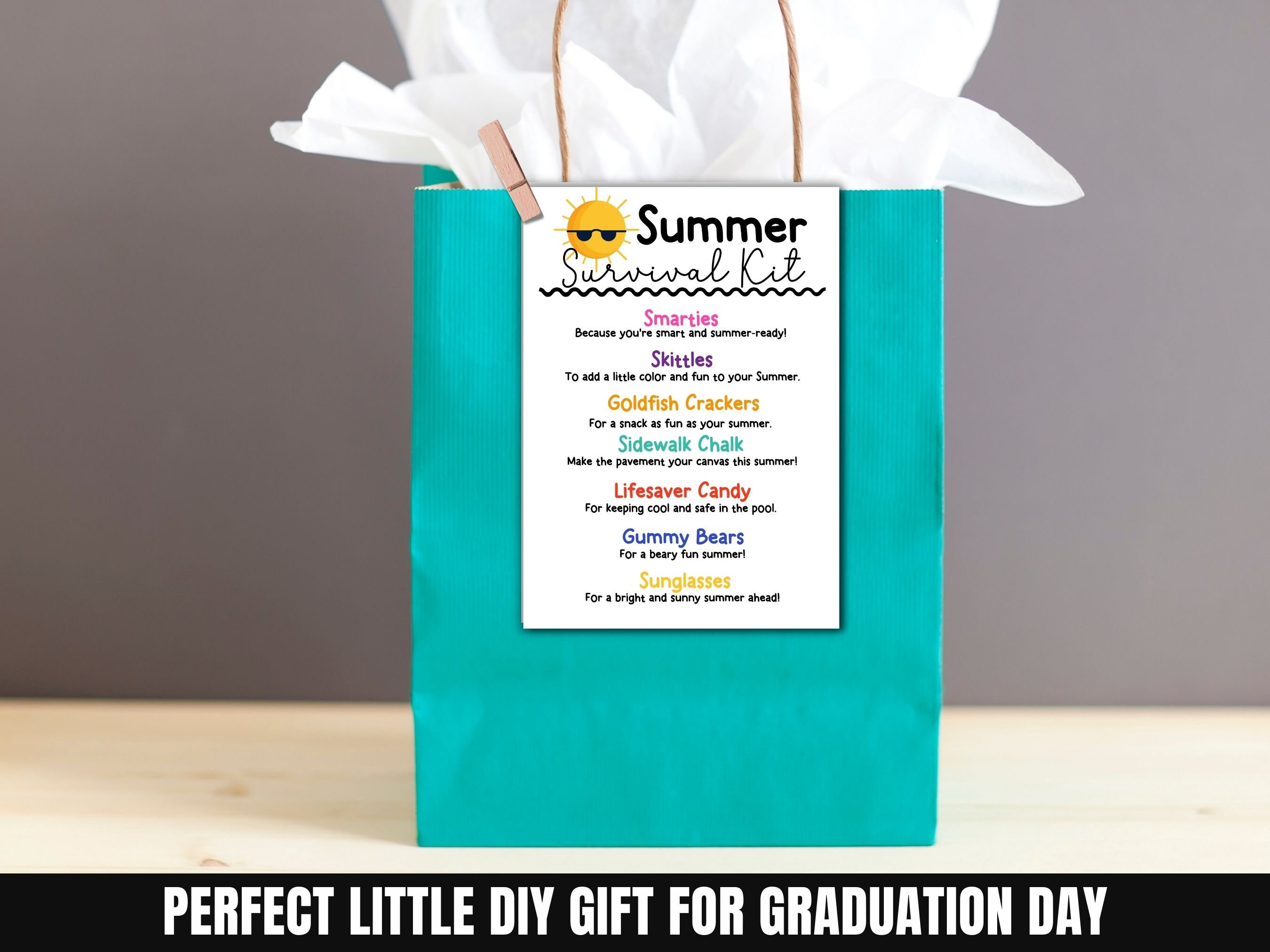 Student Gift From Teacher Summer Survival Kit Printable End of School ...