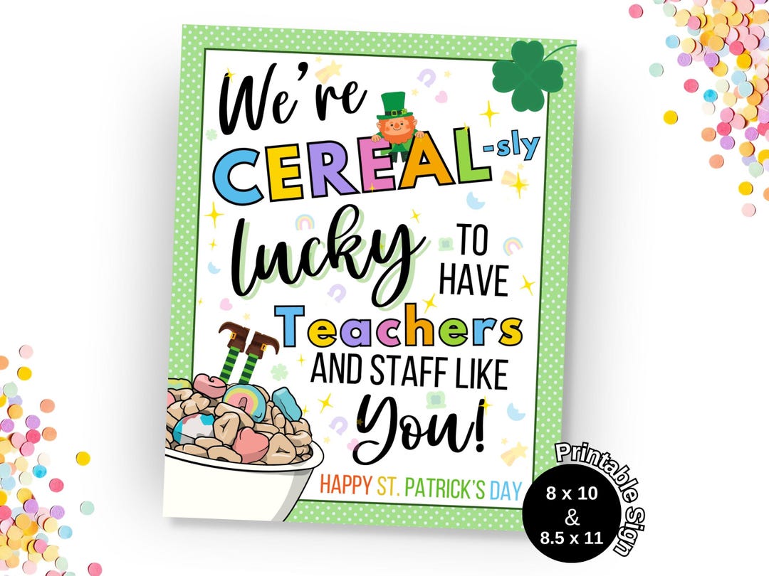 St Patrick's Day Teacher & Staff Breakfast Appreciation Sign Printable ...