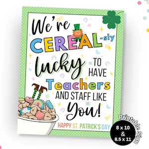 St Patrick's Day Teacher & Staff Breakfast Appreciation Sign Printable ...
