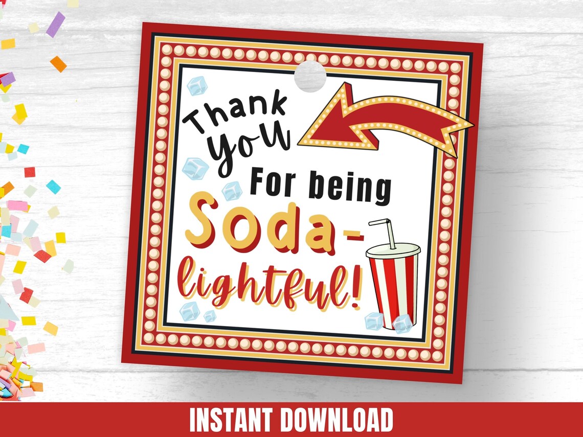 Soda Gift Tag Teacher Appreciation Tags Staff Appreciation Soda ...