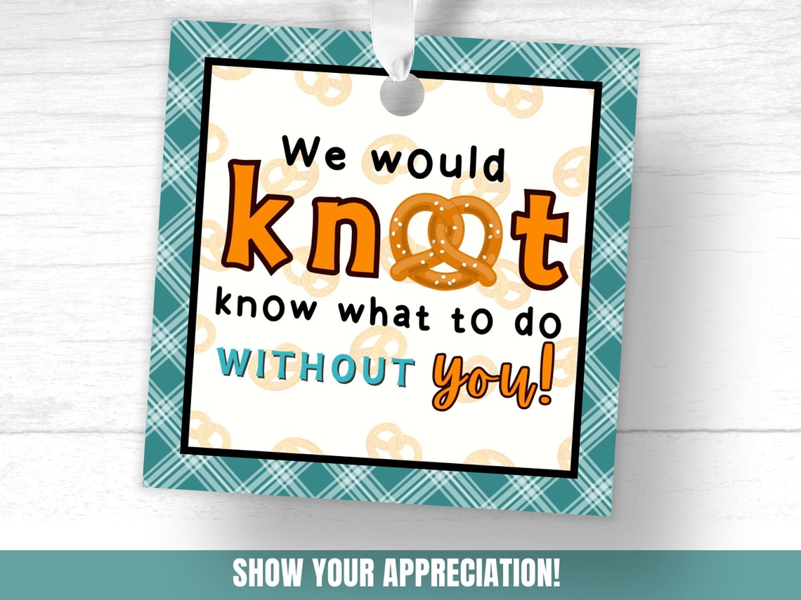 Pretzel Gift Tag Employee Appreciation Tags Teacher Pretzel ...