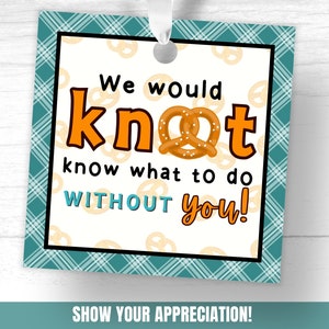 Pretzel Gift Tag Employee Appreciation Tags Teacher Pretzel ...