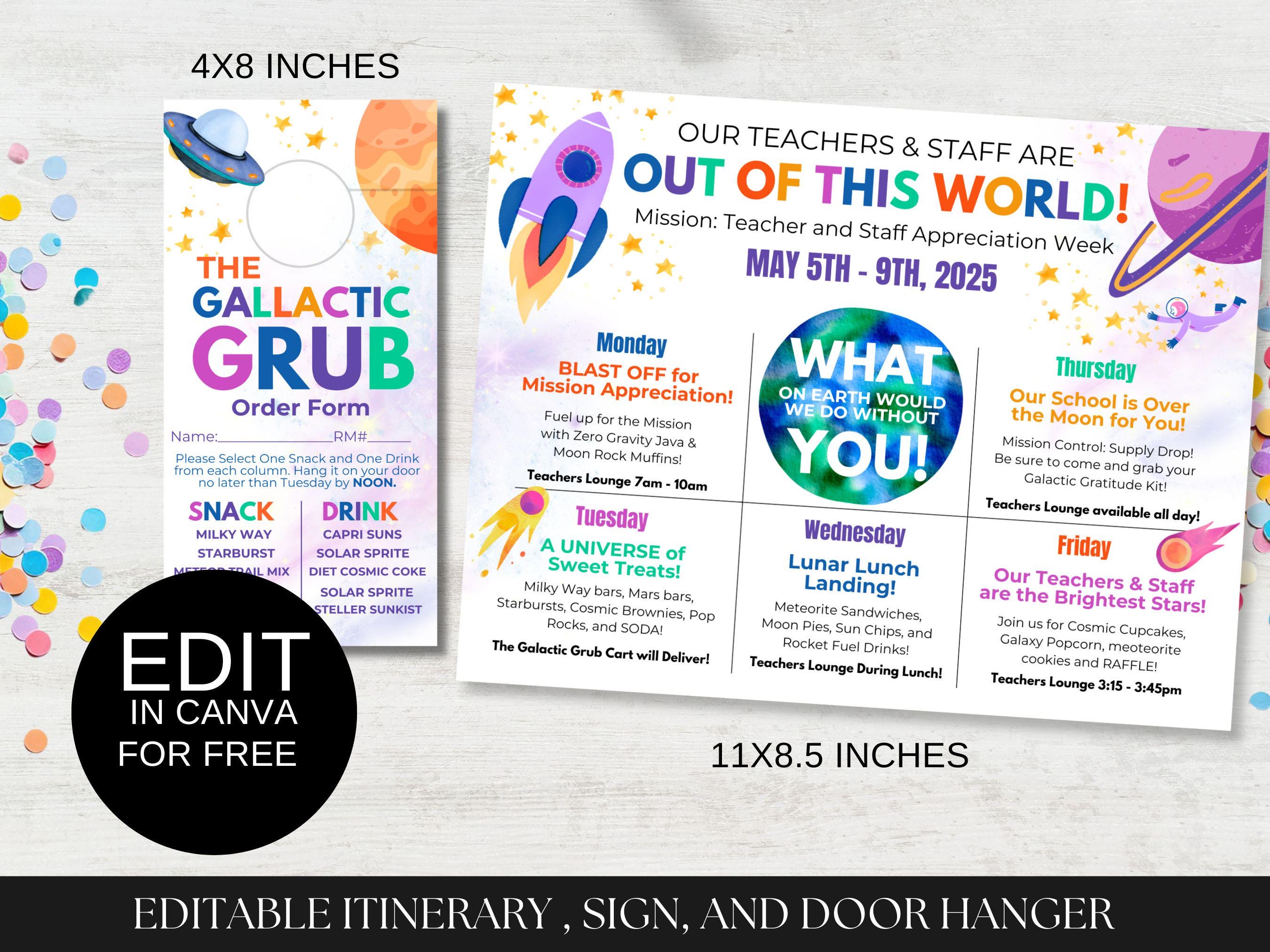 Teacher Appreciation Week Bundle Theme Ideas Editable Teacher Itinerary ...