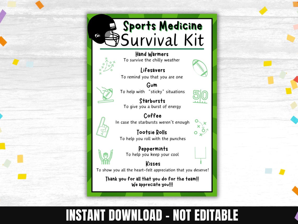 Sport Medicine Survival Kit Tags Printable Survival Sport Medicine Gift ...