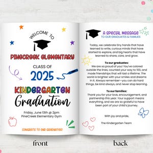 Editable Kindergarten Graduation Ceremony Program– Prek & Preschool ...