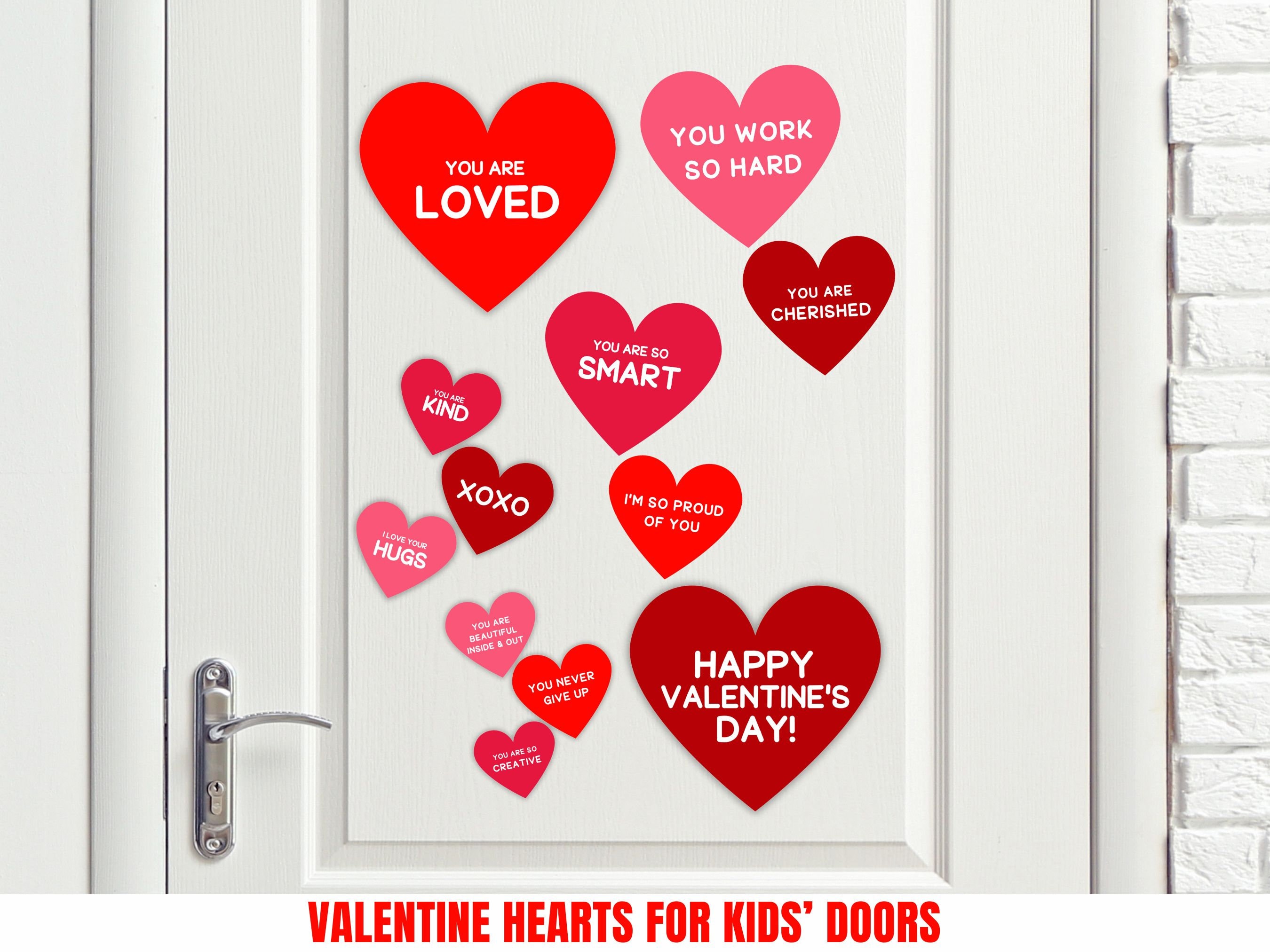 Valentine Hearts for Kid's Door Printable, Daily Messages for Valentine ...