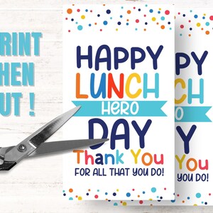 Lunch Hero Day Gift Tag Printable Lunch Hero Thank You Tag Lunch Hero ...