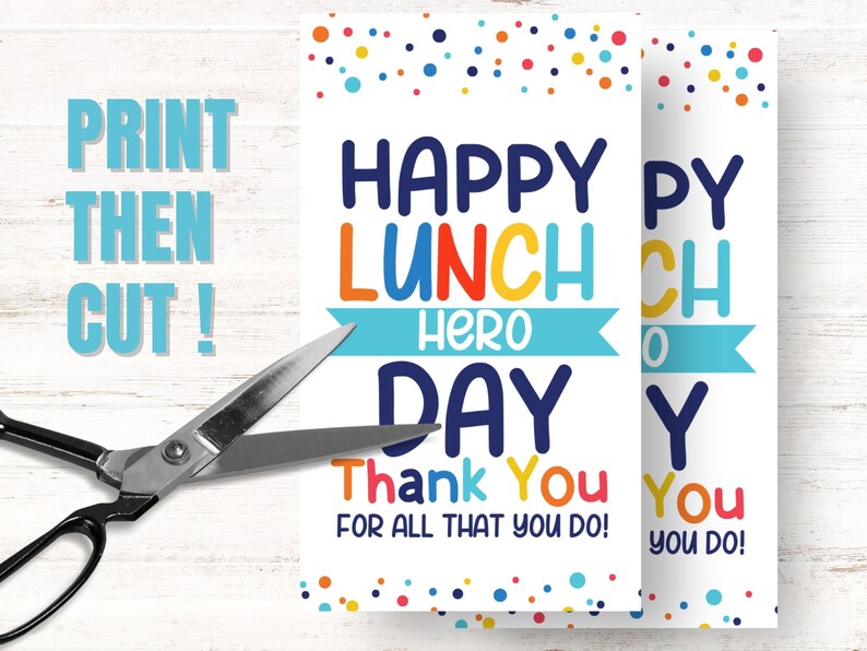 Lunch Hero Day Gift Tag Printable Lunch Hero Thank You Tag Lunch Hero ...