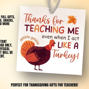 Thanksgiving Teacher Gift Tags Thankful for You Teacher Tag Turkey ...