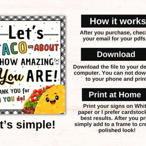 Teacher Appreciation Taco Bar Printable Taco Sign Employee Appreciation ...