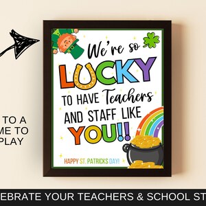 St. Patrick's Day Teacher & Staff Appreciation Sign Printable Teacher ...