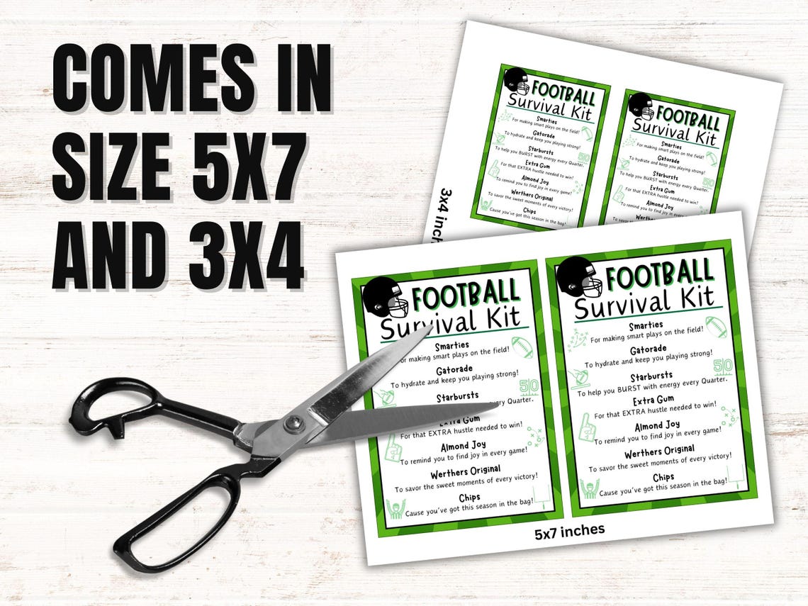 Football Survival Kit Gift Tags Printable Football Team Tags Football ...